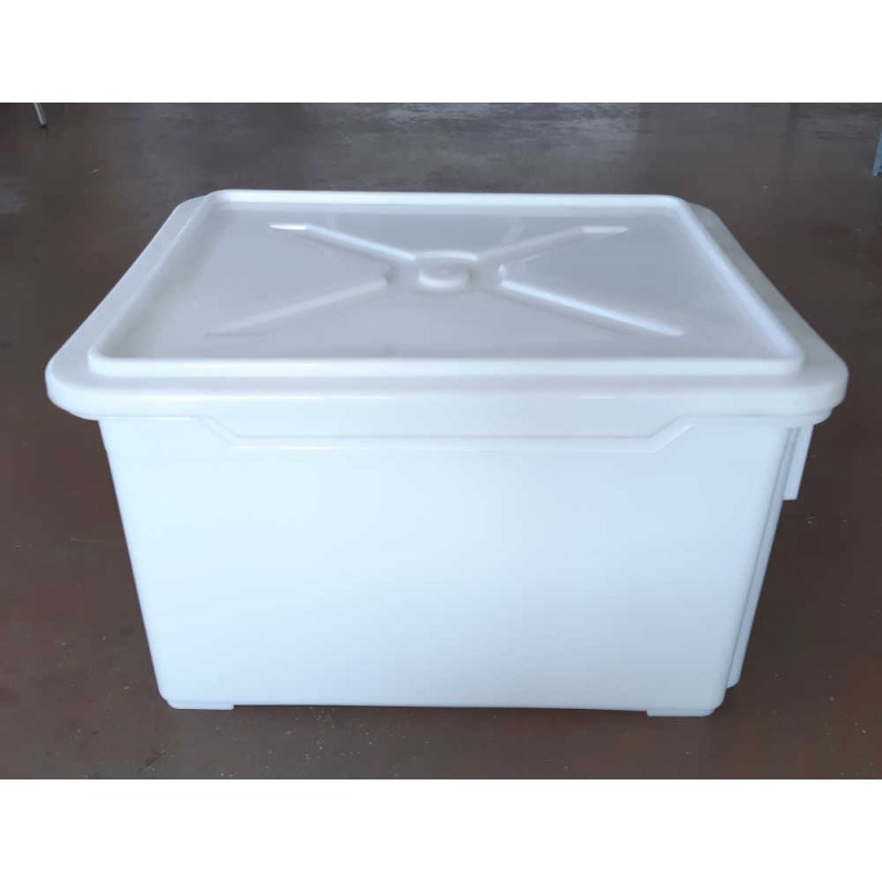 Cesta in plastica morbida chiusa per alimenti di colore bianco.