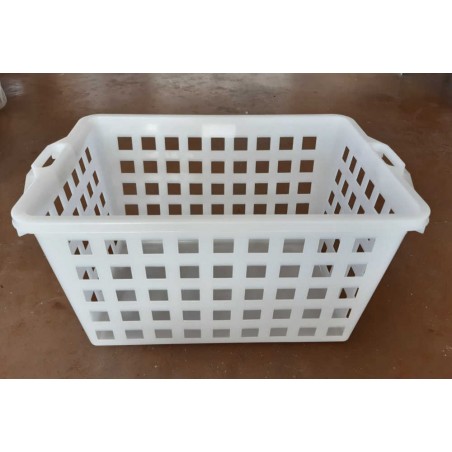 Cesta in plastica morbida per alimenti di colore bianco per panifici.